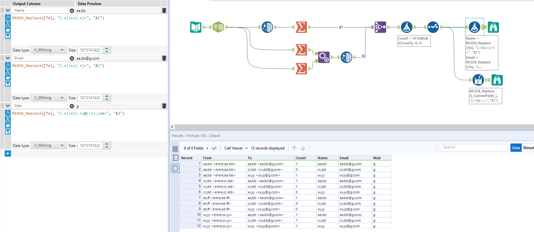 Solved Parsing And Counting The Name And Email From A Col Alteryx Community