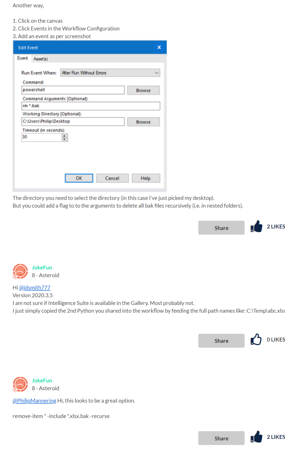 Solved: How to delete .xlsx.bak files - Alteryx Community