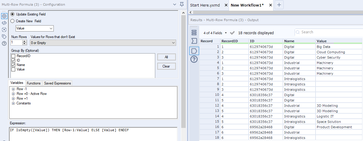 Solved: Replacing empty value with previous value with gro... - Alteryx Community