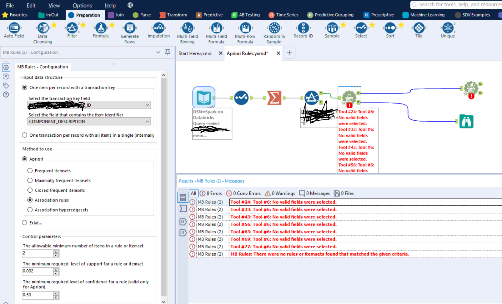 MB Rules "No valid fields were selected" - Alteryx Community