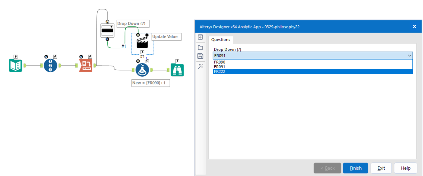 Solved How To Make A Drop Down Selection From Fields Sele Alteryx Community 