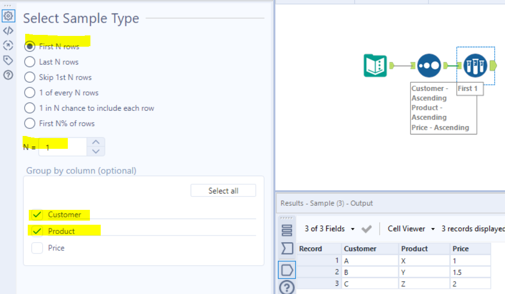 Remove duplicate rows of data based on minimum val... - Alteryx Community