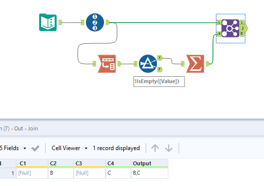 Concatenate column values using commas excluding b... - Alteryx Community