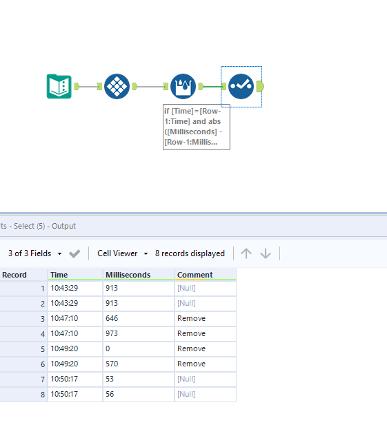 Solved: Compare two rows and remove them - Alteryx Community