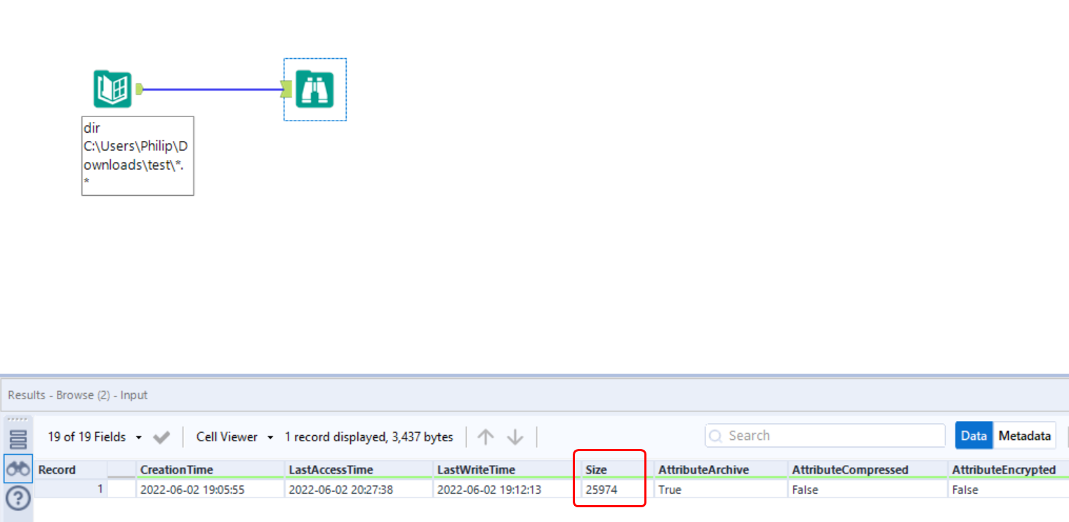 Solved: Referencing the Size of a File Within Workflow - Alteryx Community