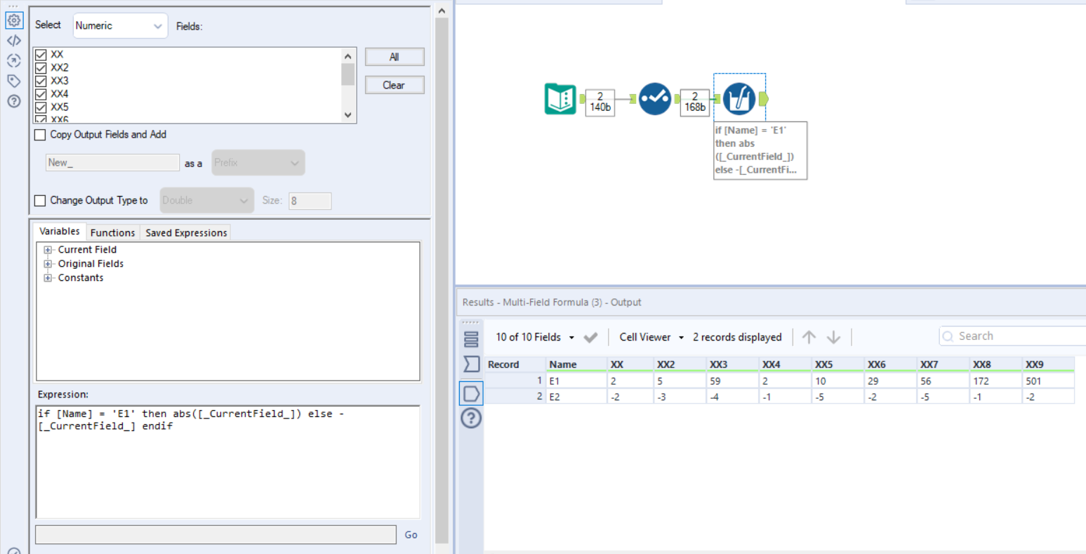 Solved: Converting values to positive or negative in a row - Alteryx Community