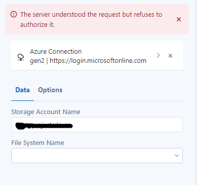 Unable to connect to ADLS Gen 2 storage account co... - Alteryx Community