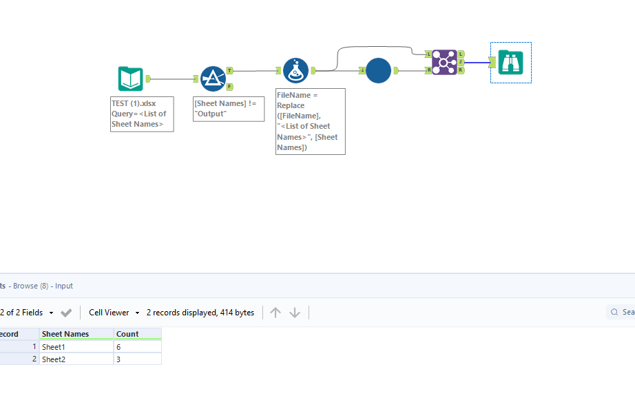Solved: Count of Records - All Sheets - Alteryx Community