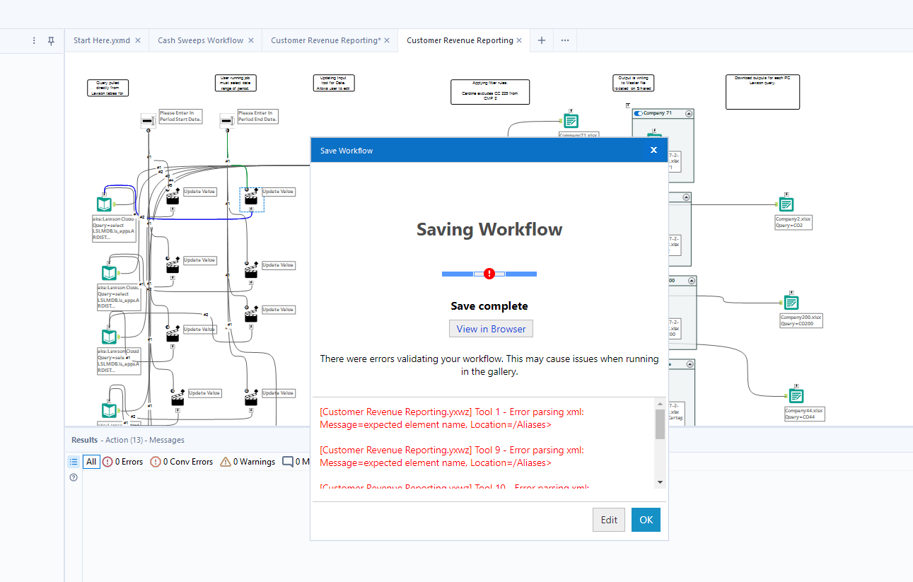 Recieving Error Parsing XML when uploading workflo... - Alteryx Community