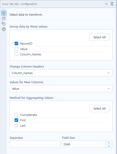 Solved: Configuring cross-tab/transpose combo - Alteryx Community