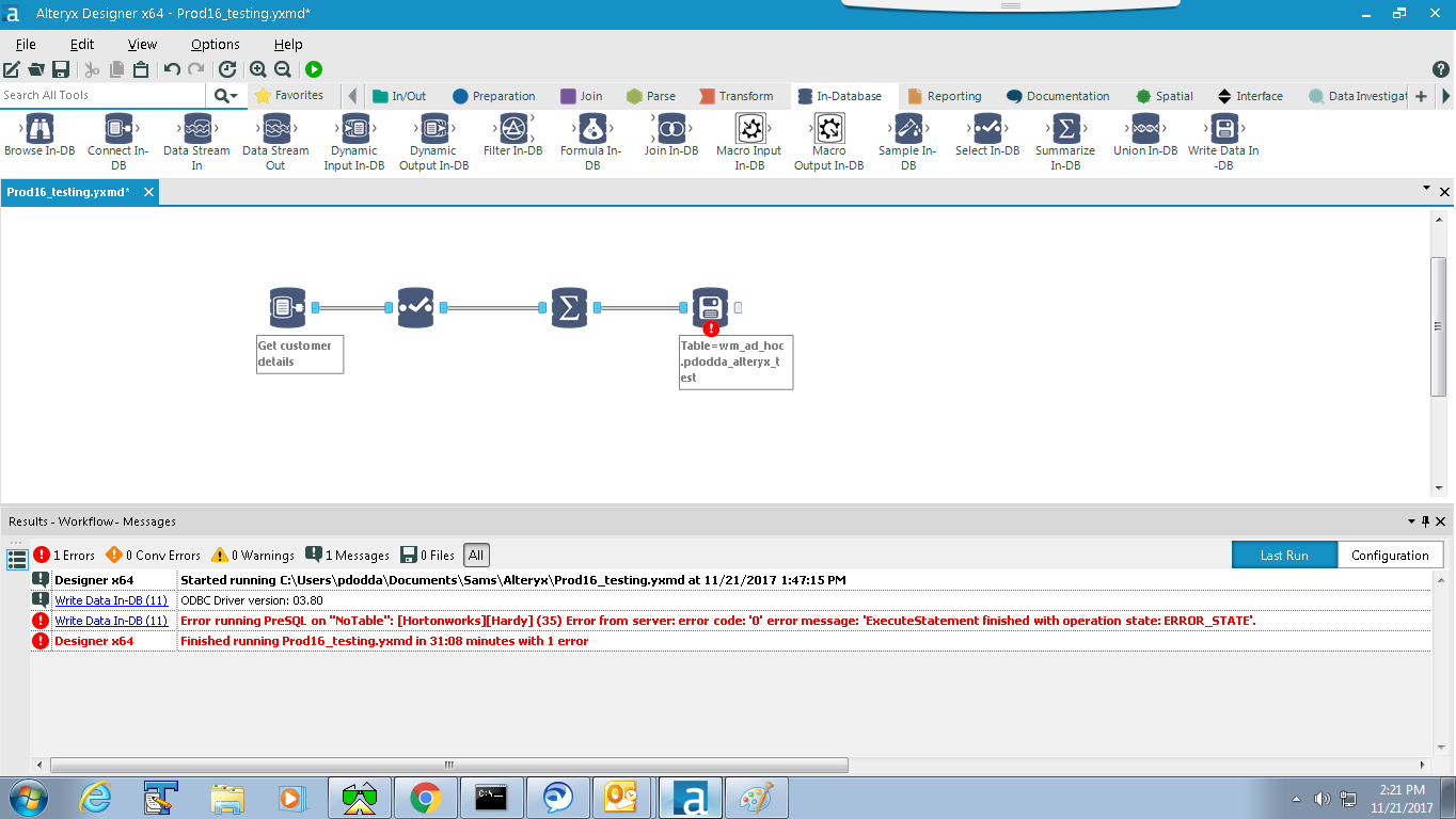 Solved: Error Running pre SQL on "No Table" - Alteryx Community