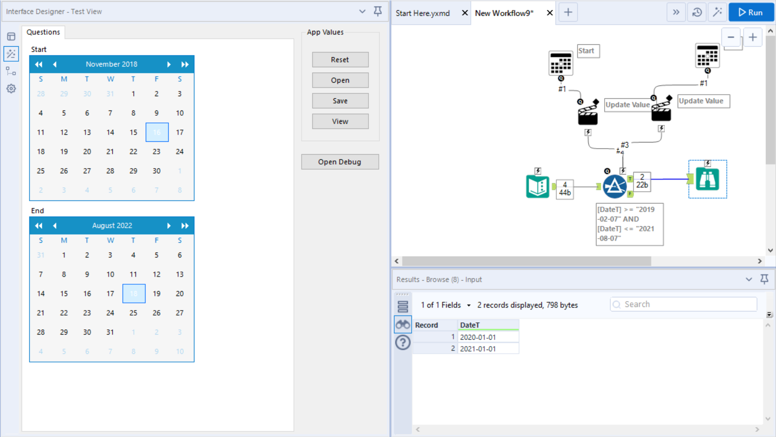 Using interface tool to update date in Filter tool - Alteryx Community