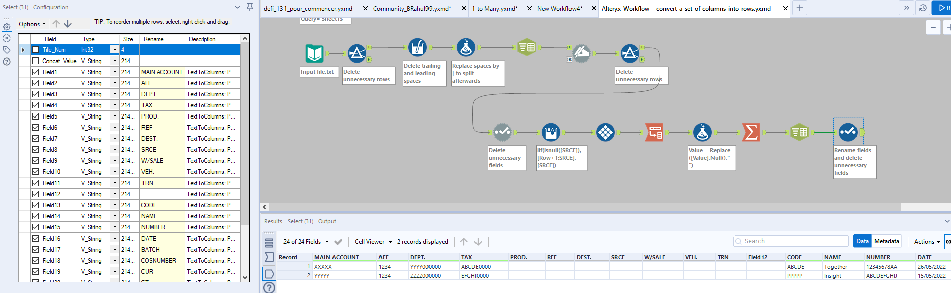 Alteryx Workflow - convert a set of columns into r... - Alteryx Community