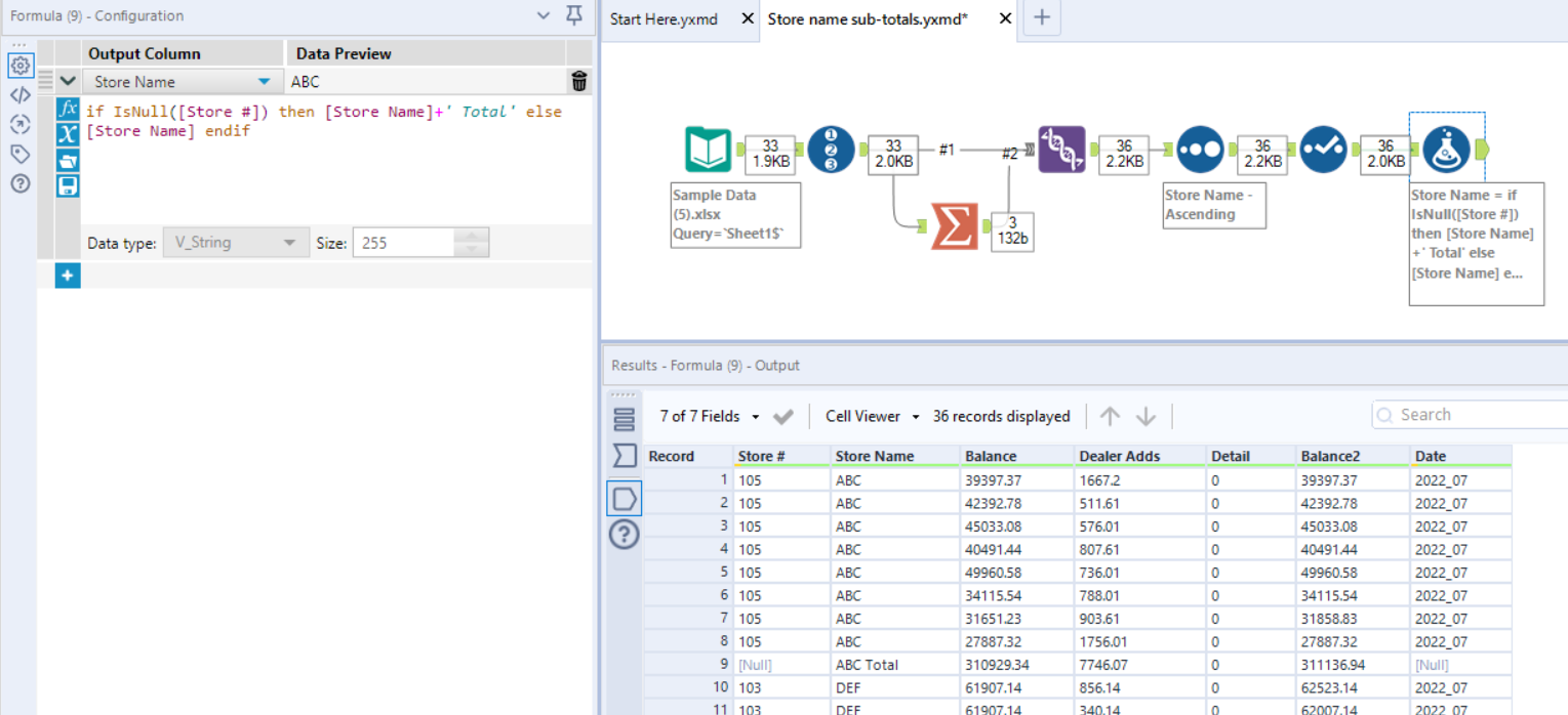 Solved How To Add Subtotal On Additional Row Alteryx Community