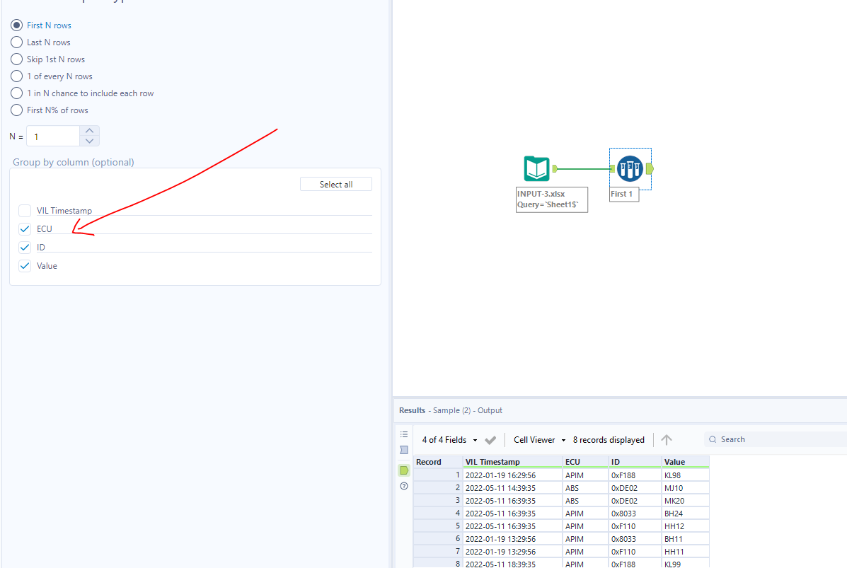 Solved: Filter out the row for which the value changes an... - Alteryx ...