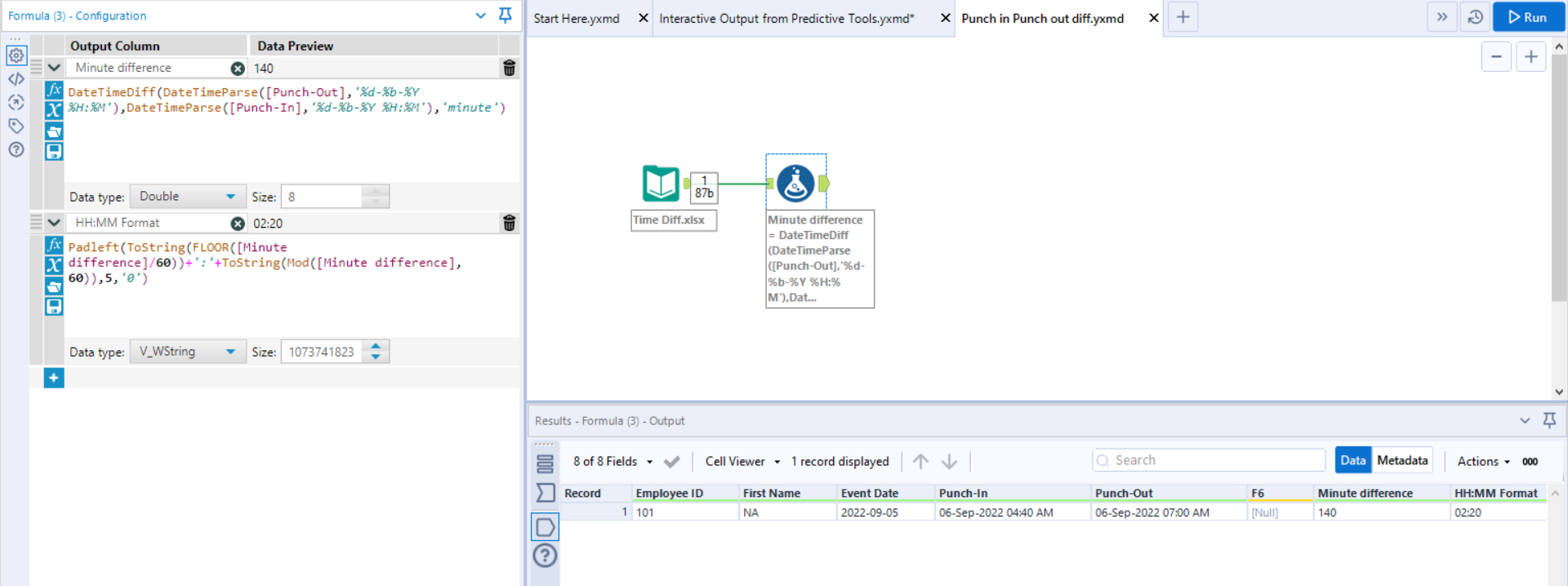 Solved: Difference Between Time - Alteryx Community