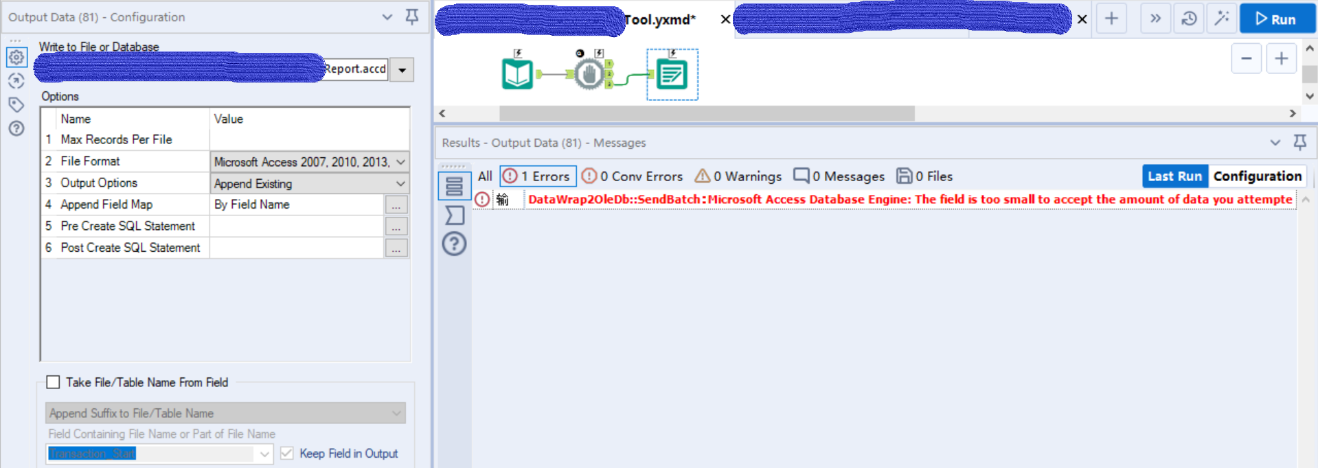 Solved: Append to existing Access went wrong - Alteryx Community