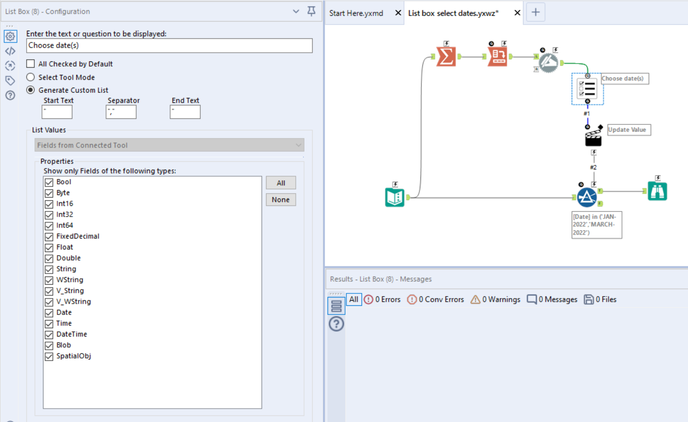 Solved: How to populate interface tool with values from a ... - Alteryx Community
