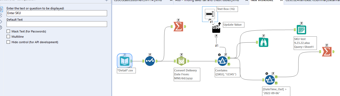 Action, Text box, and Filter tools together - Alteryx Community