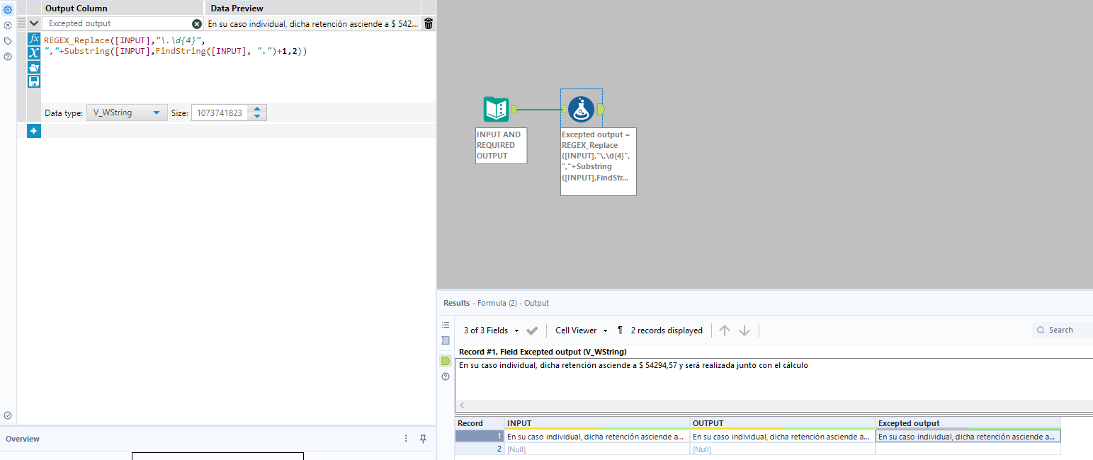Solved: Regex: edit the string "$ ddddd.dddd" to "$ ddddd,... - Alteryx Community
