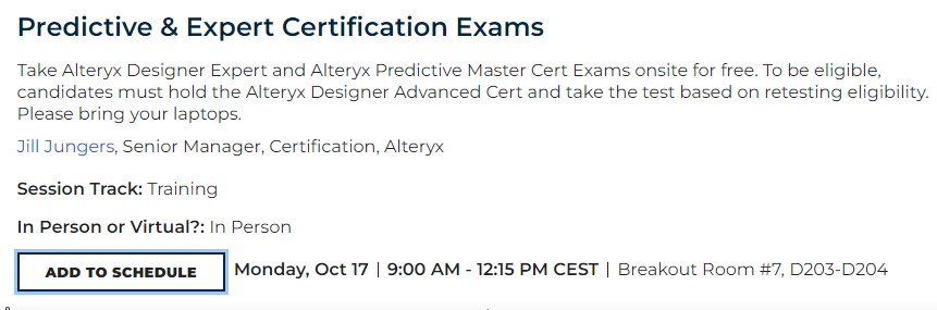 FREE Certifications Available at Inspire EMEA! - Alteryx Community