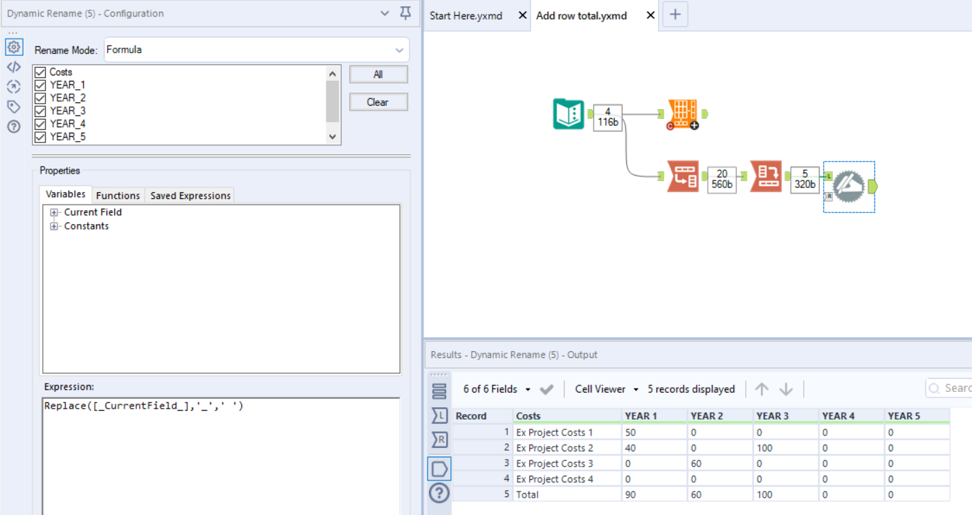 Solved: total of column at the end - Alteryx Community