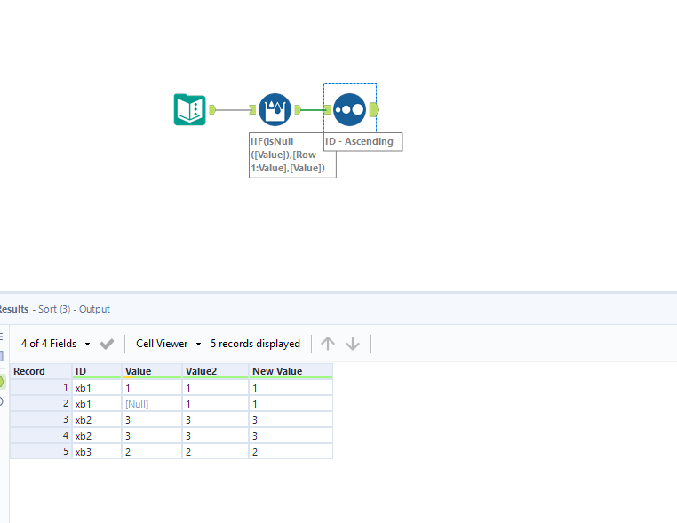 Replacing a null value with a different row's valu... - Alteryx Community