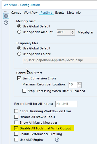 Disable All Tools that Write Output. Sometimes st... - Alteryx Community
