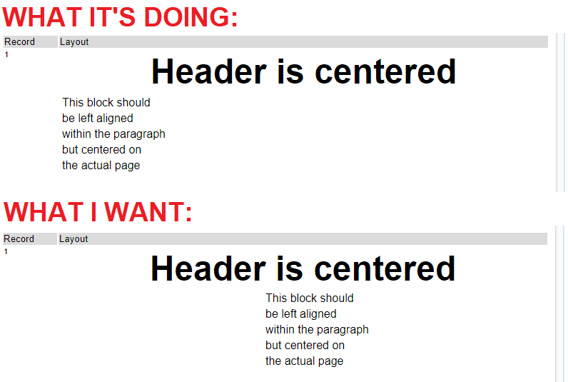 Solved Left Align Text Center Align Layout Element In Re Alteryx Community