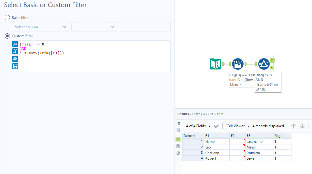 remove everthing above the row based on condition - Alteryx Community