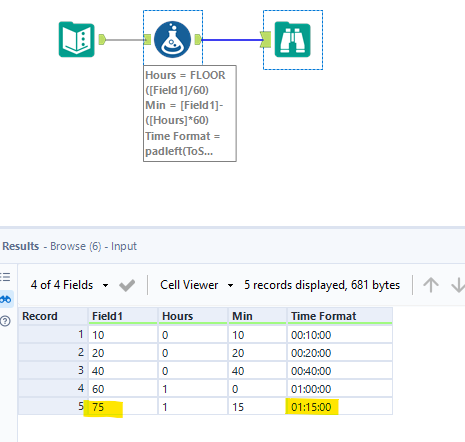 Solved: How to convert String into Time Format ( 75 into 0... - Alteryx Community