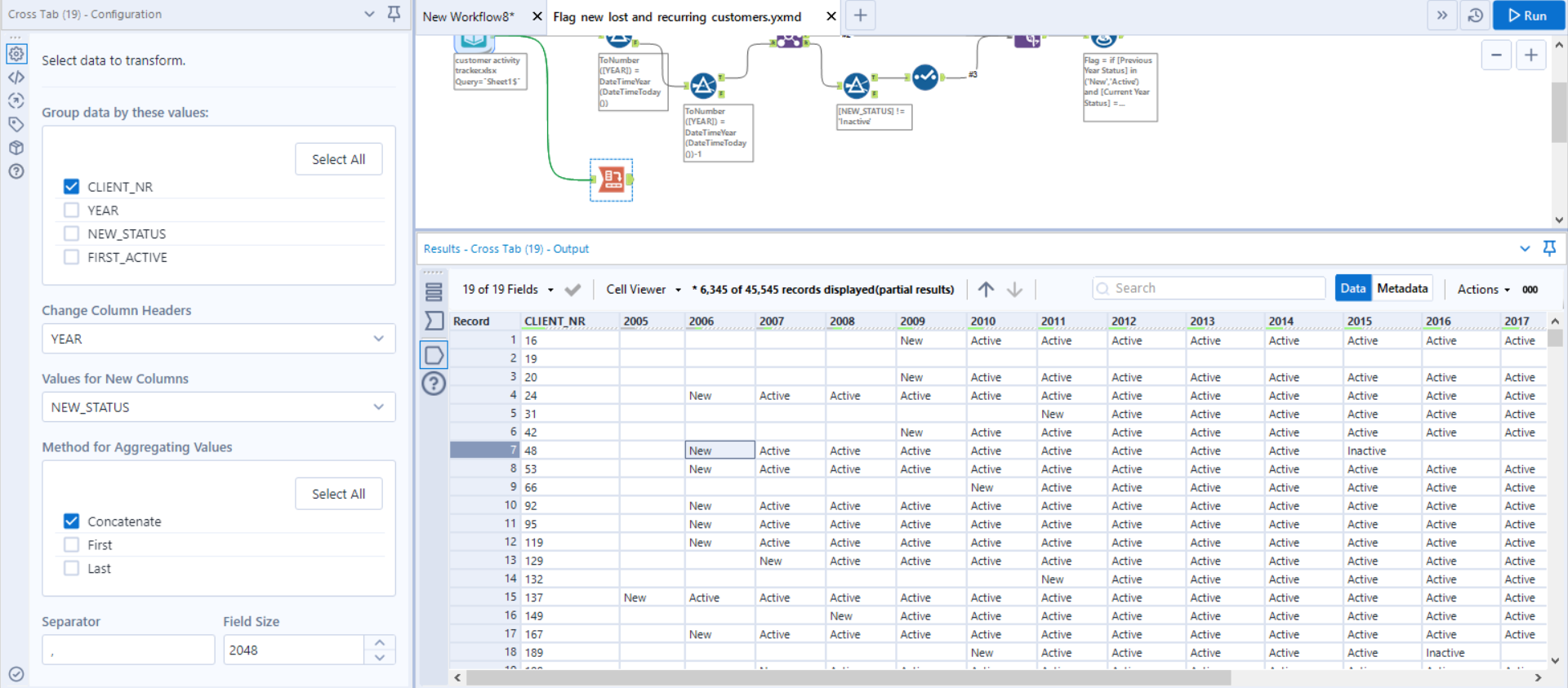 Identify changes in customer status - Alteryx Community