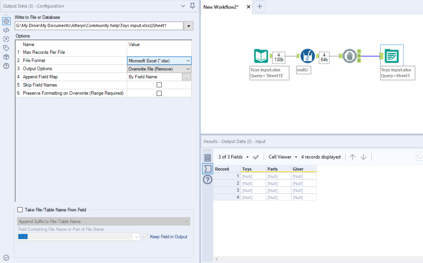Solved: Removing data from an excel sheet - Alteryx Community