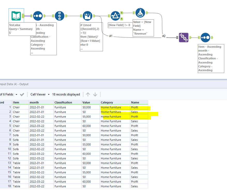 Create New Data Row by dividing two values from th... - Alteryx Community