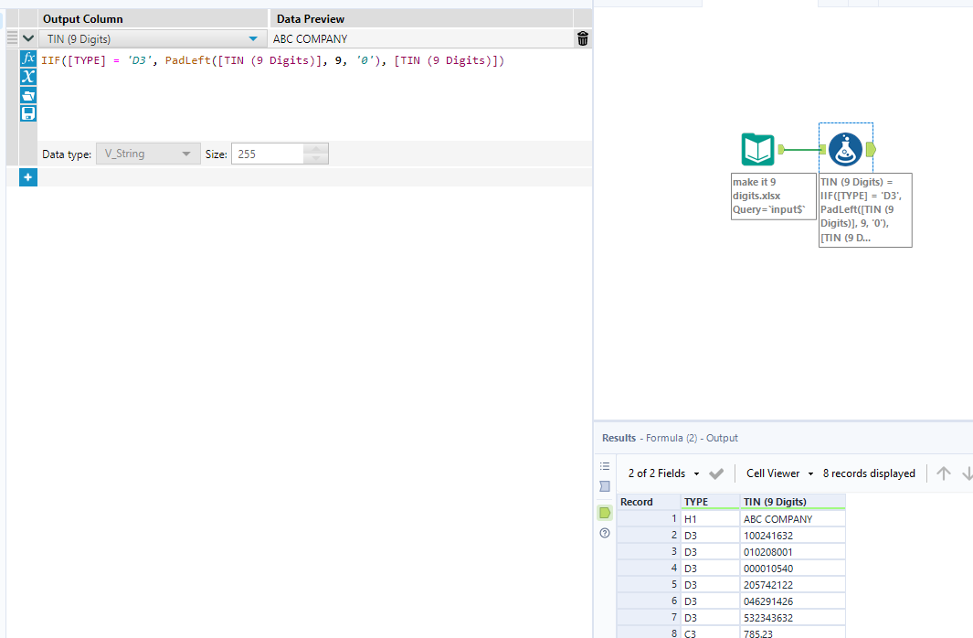 Solved: Adding zero to make it 9 digits - Alteryx Community