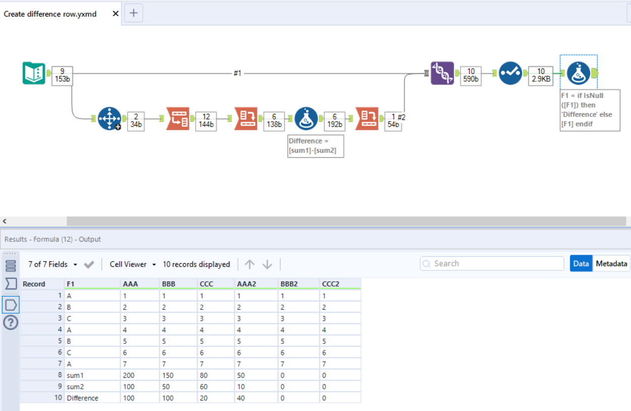 Subtract Two Specific Rows And Show The Result In Alteryx Community 