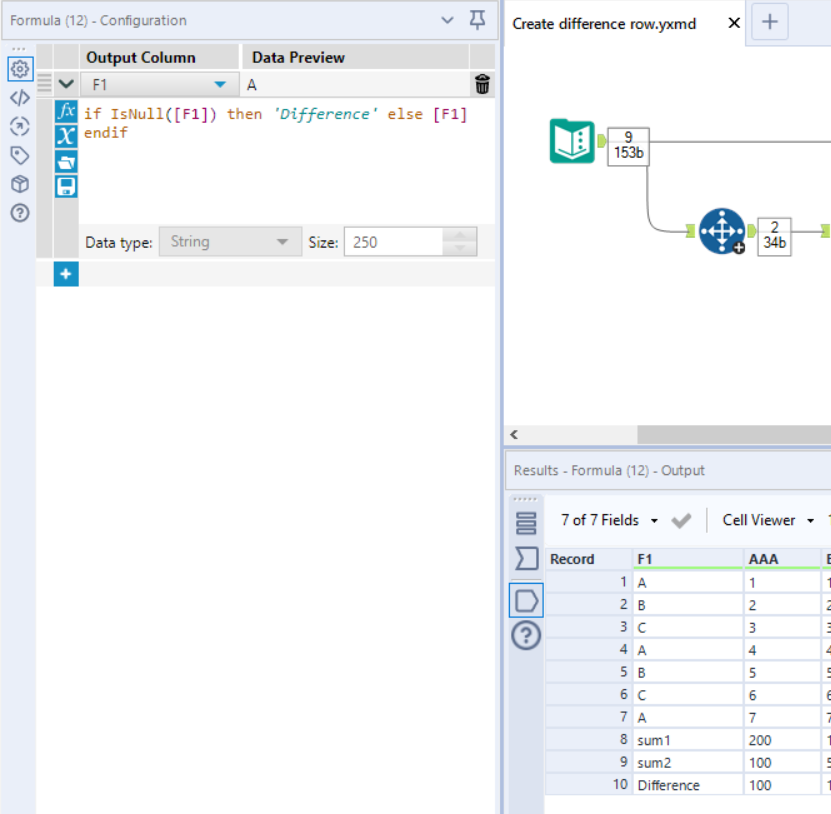 Subtract two specific rows and show the result in ... - Alteryx Community
