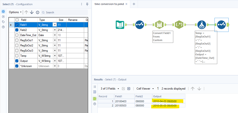 Solved: time conversion to HH:MM:SS and concatenating date... - Alteryx Community