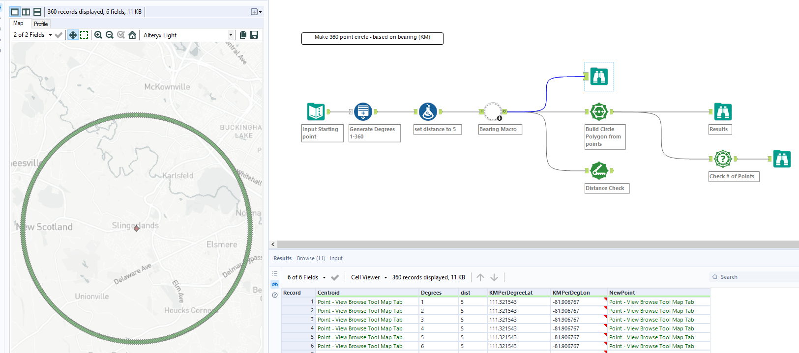 How do I draw an accurate circle of 5000 metres ar... - Alteryx Community