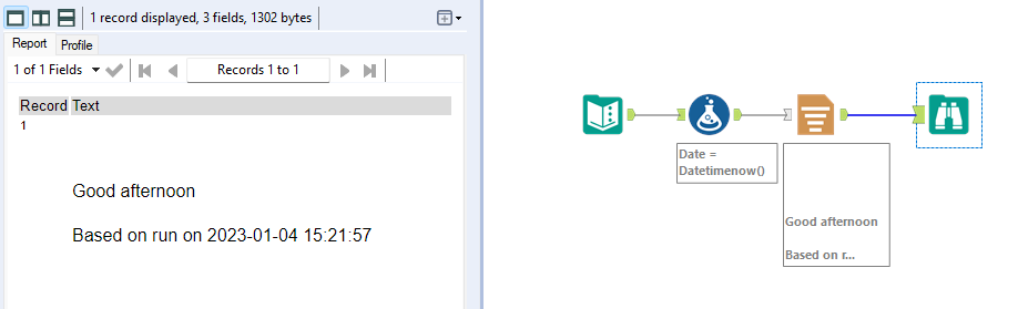 Report Text, Including current date and time - Alteryx Community