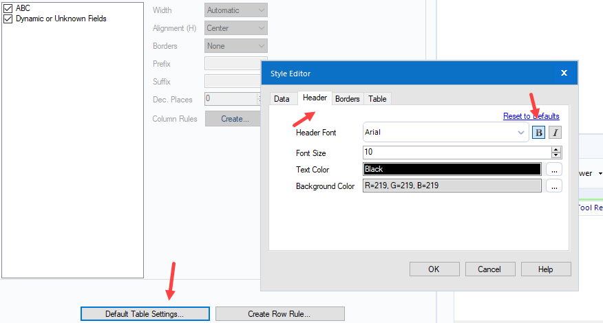 Bold headers in a basic table - Alteryx Community
