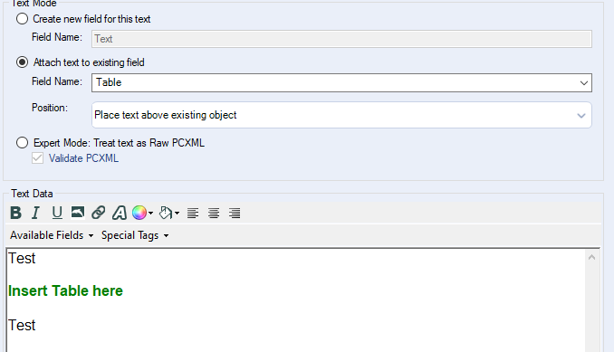 Solved: Inserting a table between report text - Alteryx Community