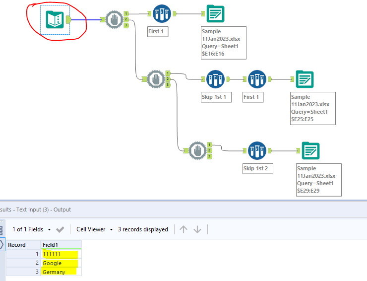 Solved: Overwrite several single cells using multiple outp... - Alteryx Community