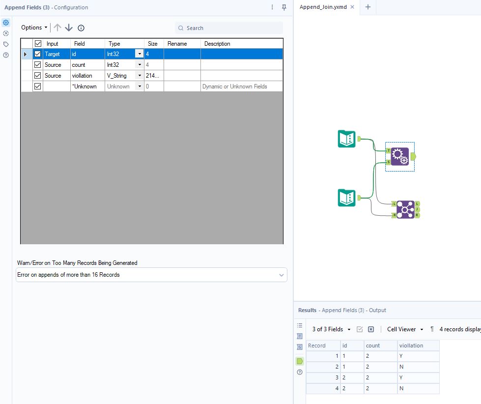 Solved: The "append fields" with unique id - Alteryx Community
