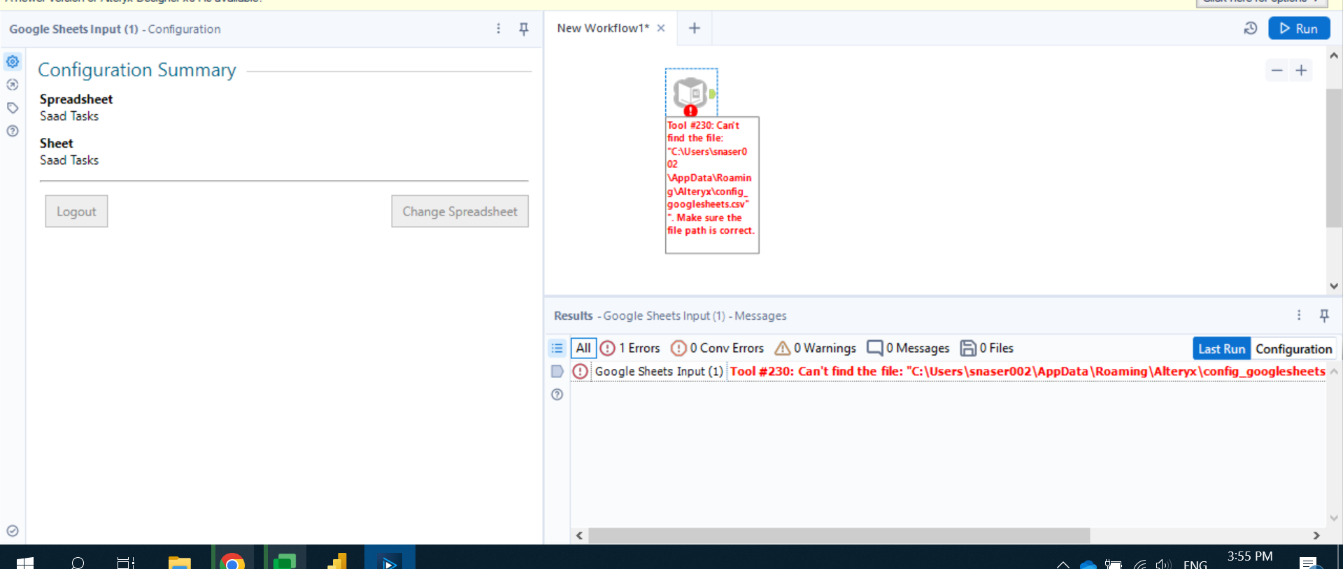 Google sheet input connect issue - Alteryx Community