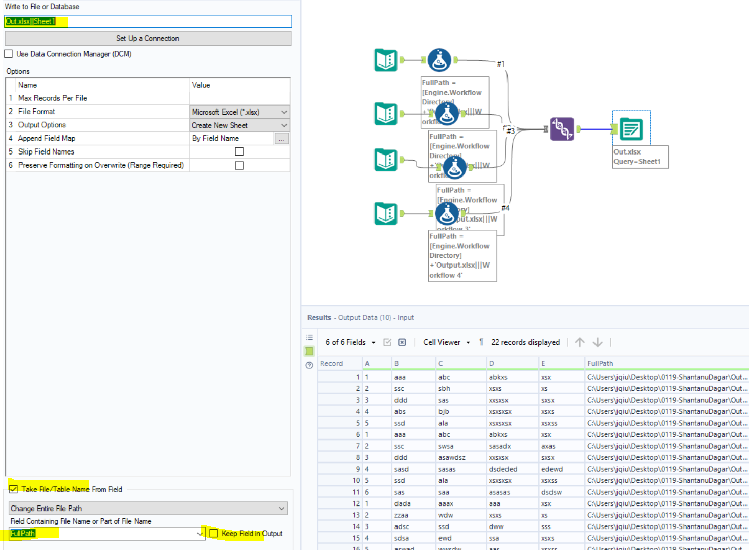 Merge the output of 4 workflows in 1 sheet in a se... - Alteryx Community