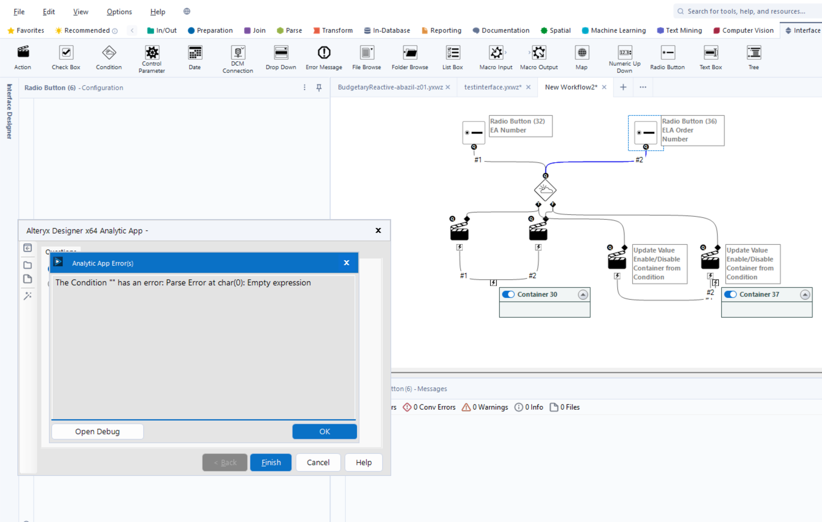 Solved: Using condition for disabling the containers - Alteryx Community