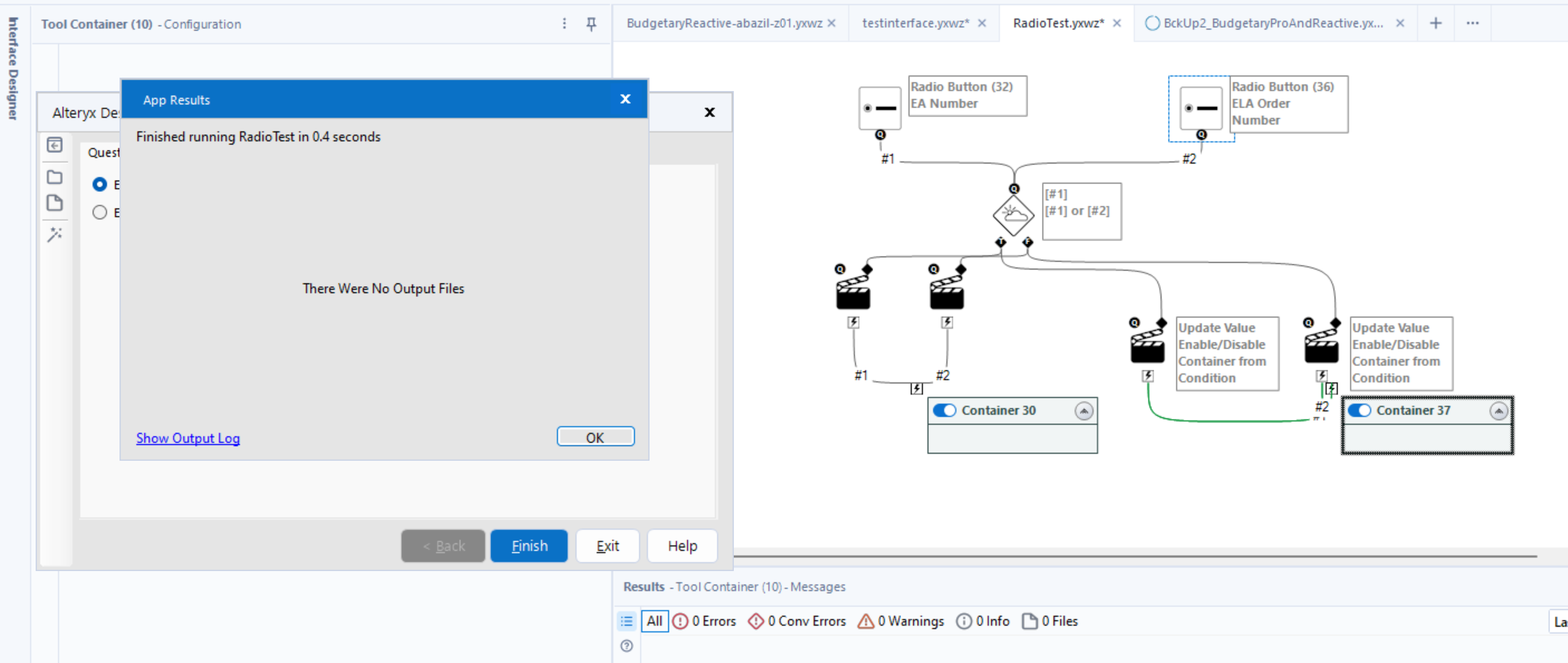 Solved: Using condition for disabling the containers - Alteryx Community