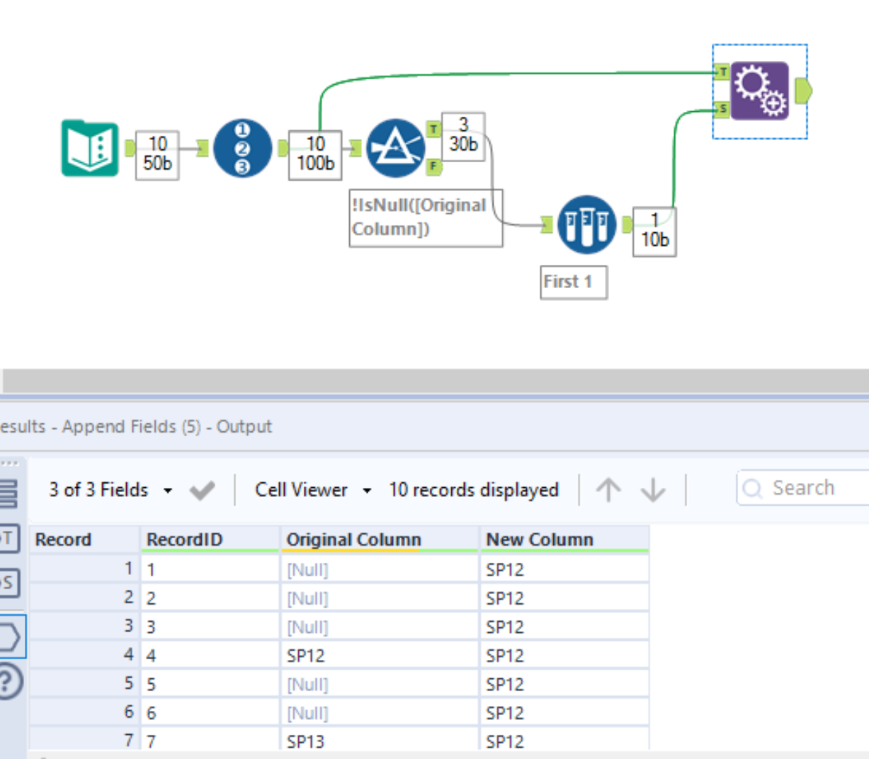 Solved: Firs not null cell - Alteryx Community