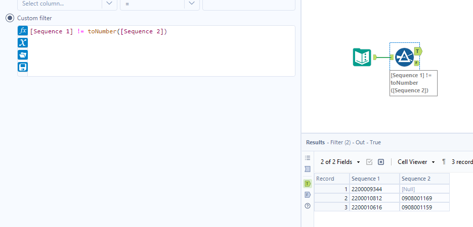 Solved Comparison Between Two Column Alteryx Community 